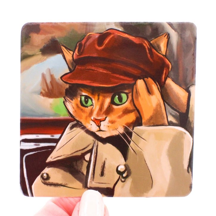 Autumn Leaves Cat Sticker – Modern Companion